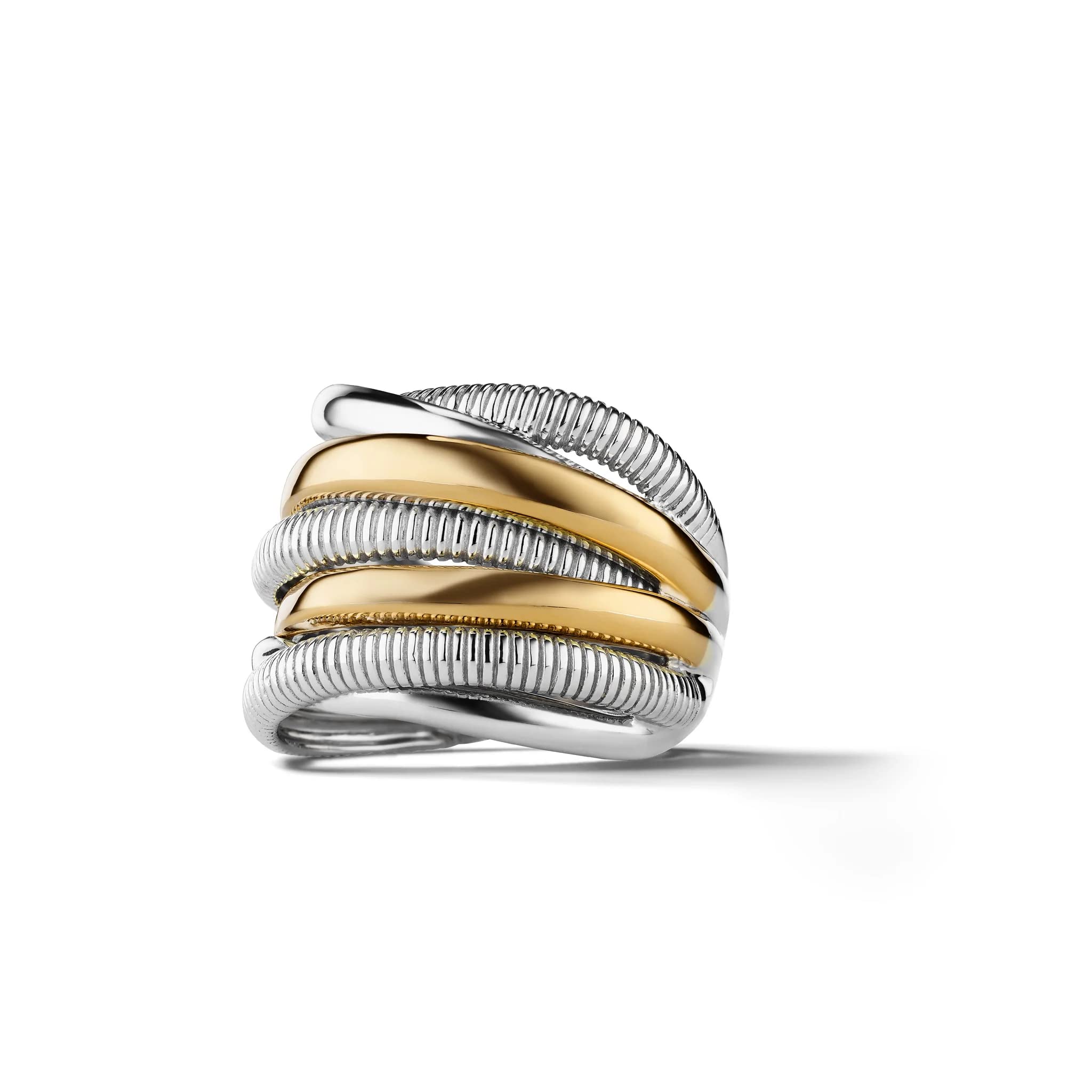 Judith Ripka Eternity Seven Band Highway Ring with 18K Gold 8