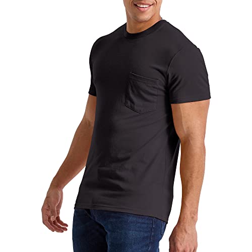 Hanes Originals Men's Short Sleeve Pocket T-Shirt, Tri-Blend Jersey, Black, XX-Large