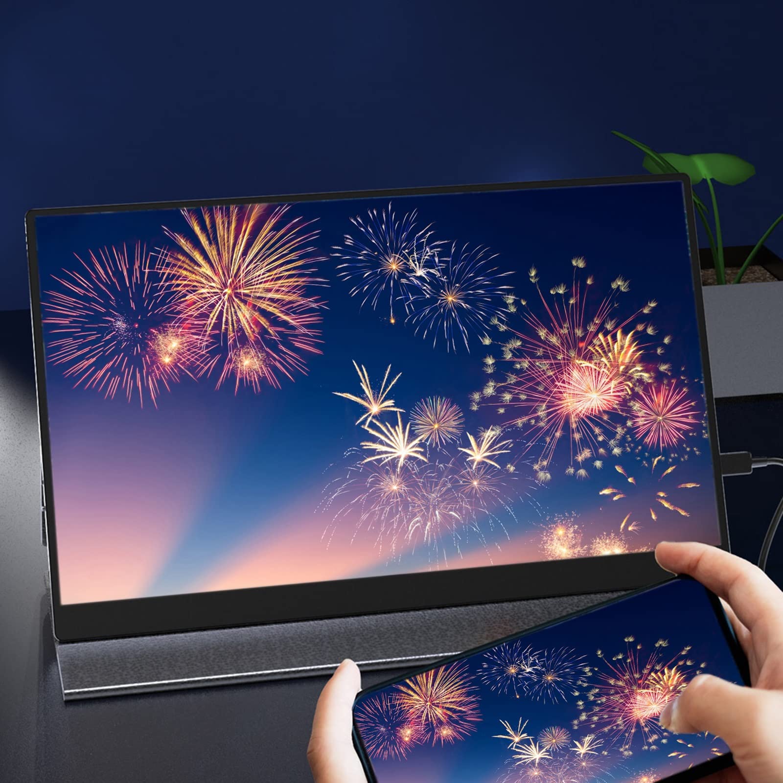 Serchou with HDMI and Type-C Interface External Expansion Screen 17.3-inch Narrow HD Display Screen Thin and Portable
