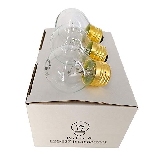 haraqi 6 Pack E27 E26 G45 120 Volt 40 Watt Oven Bulb, High Temperature 300 Degree Resistant Incandescent Bulbs,Brass Base Clear Glass Oven Bulb