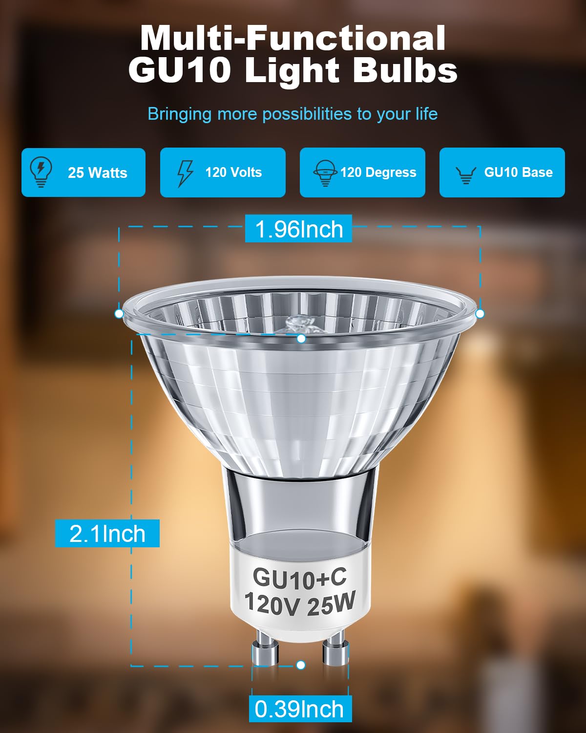 Halogen Light Bulbs - 50Watt Dimmable Gu10 Bulbs - MR16 Halogen Bulb for Track & Recessed Lighting, Long Lifespan 6 Pack