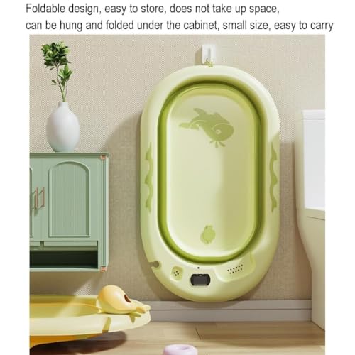 YQDDM Portable Pet Bathtub,Foldable Dog Pet Bathtub Portable Bathtub with Thermometer for Puppies Pet Shower Tray with Drain Hole for Small and Medium Pets(Blue)