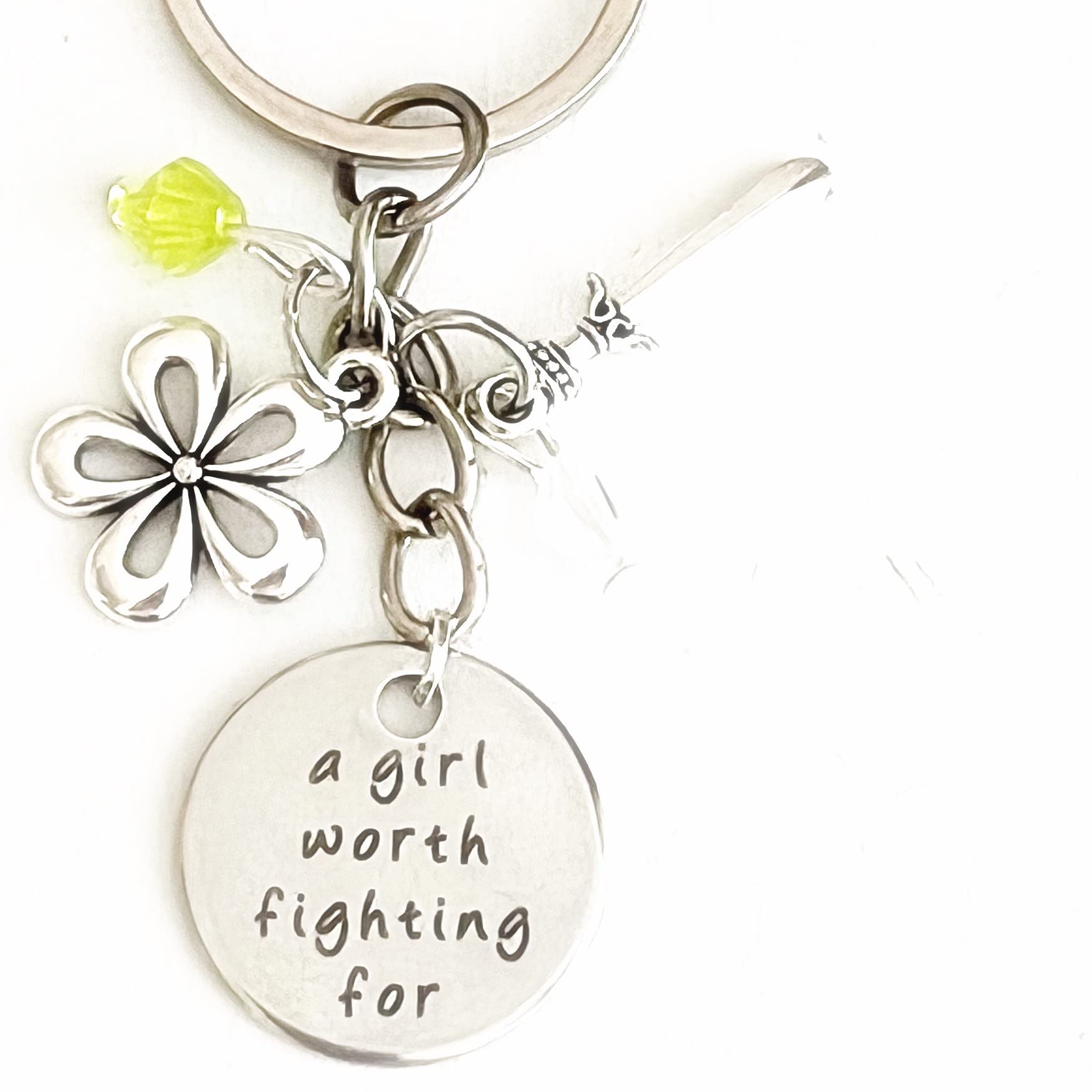 Hanalea Island Jewelry Co. A Girl Worth Fighting For Mulan Silver Charm Keychain Accessories Gift for a Strong Princess | Merchandise for Women