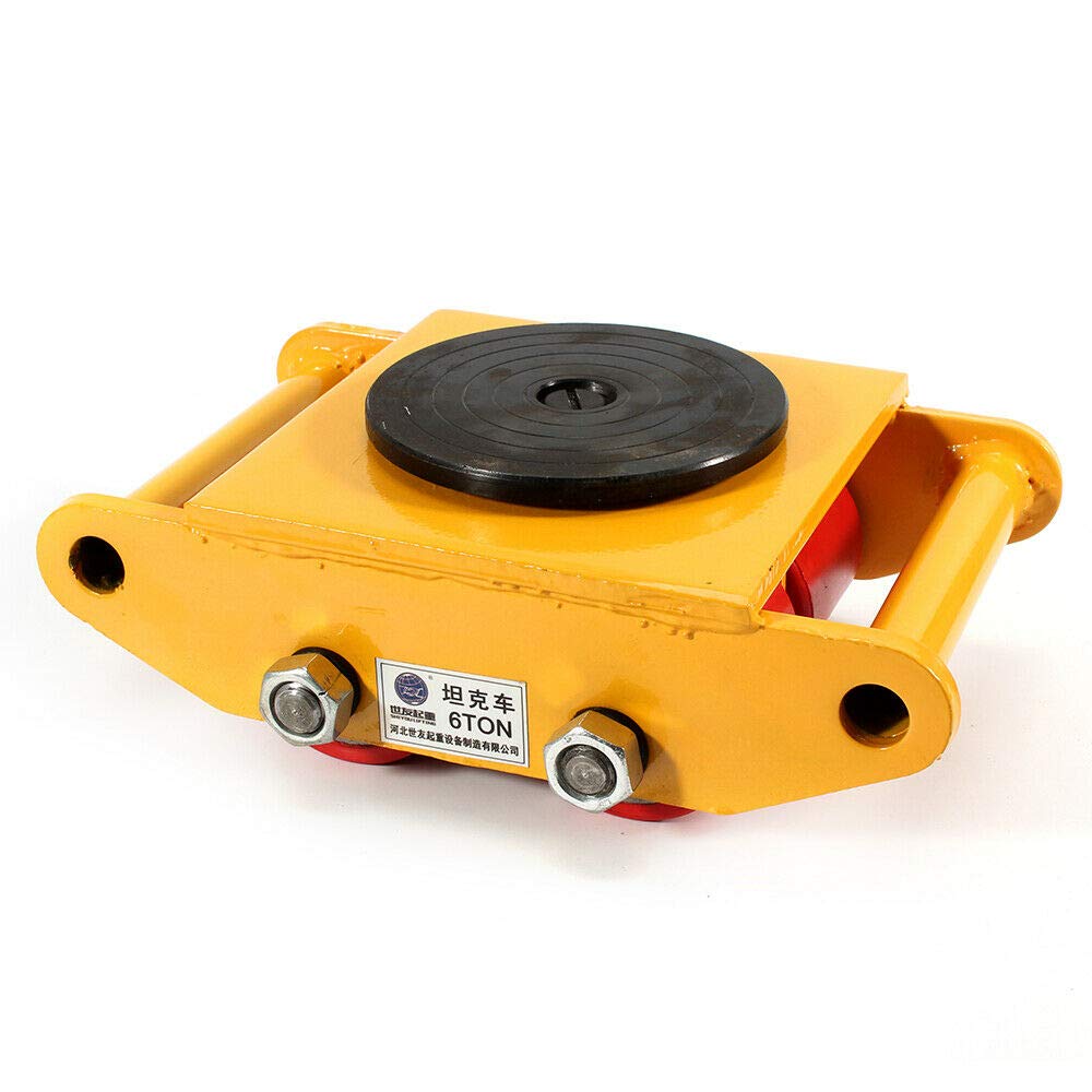 Heavy Duty Machine Dolly Skate Machinery Roller Mover Cargo Trolley 6 Ton 13200lb, with Steel Rollers Cap 360 Degree Rotation Rotating Cover Mobile Equipment