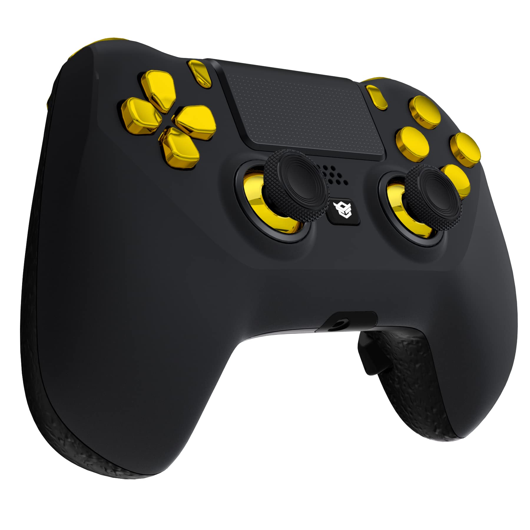 HEXGAMING Black Gold Custom Esports Hyper Controller 4 Paddle Buttons & Interchangeable Thumbsticks & Triggers Stop Compatible with PS4 Custom Controller PC Wireles FPS Gaming Gamepad