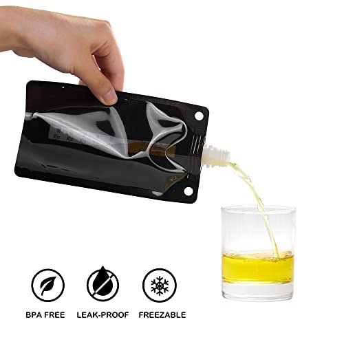 Hillside-Kit Plastic Flasks Concealable and Reusable Cruise Drink Bags with Funnel 8OZ Leak-Proof Flasks for Travel Outdoor (Black-4pcs 8OZ)