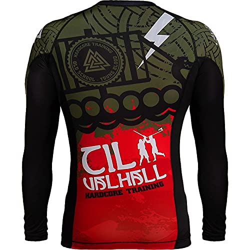 Hardcore Training Hammer Men's Rash Guard Compression Long Sleeve MMA No-Gi Tight BJJ Grappling Base Layer (as1, Alpha, 3X_l, Regular, Regular, Green)