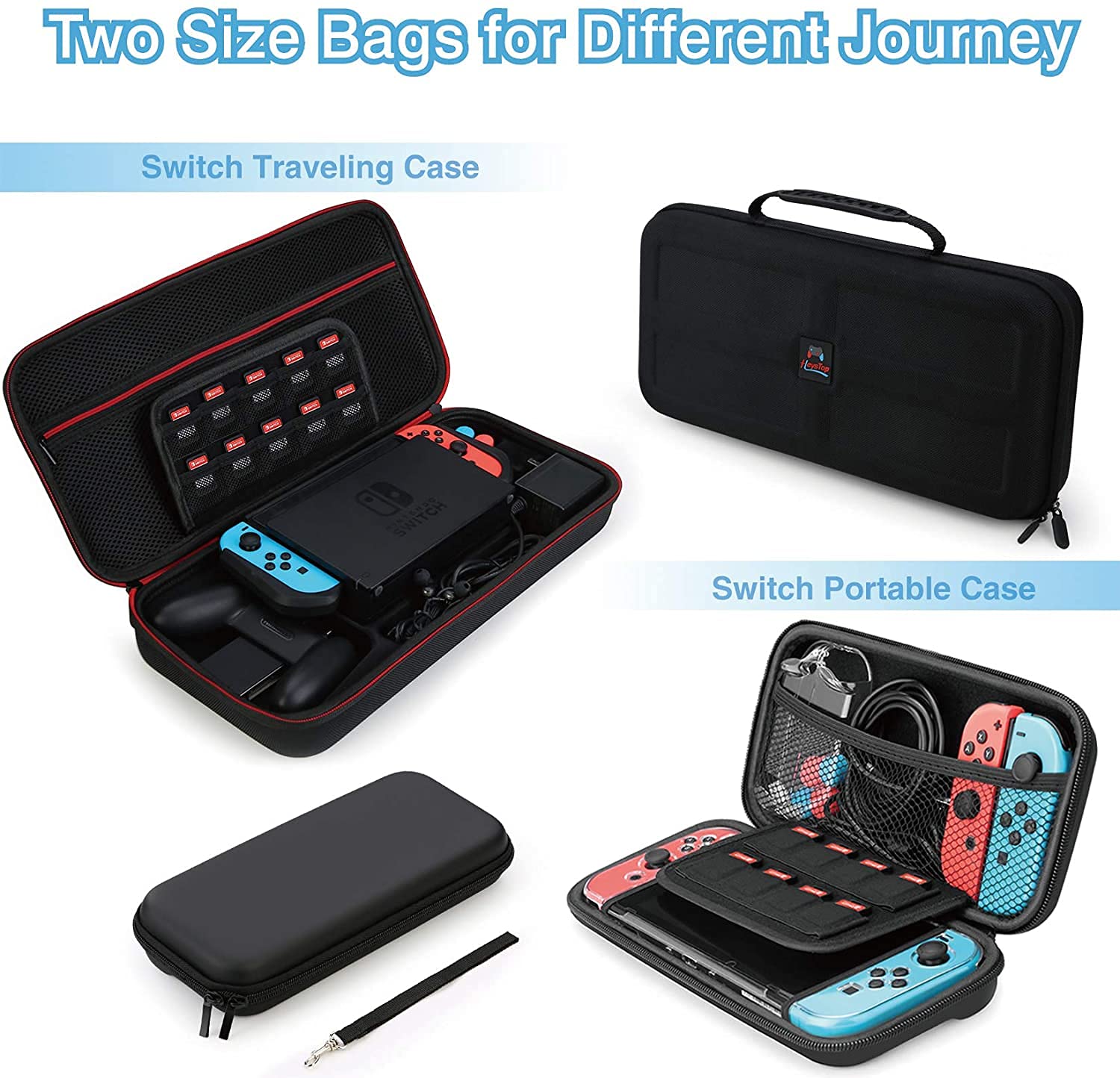 HEYSTOP Switch Accessories Bundle 25 in 1 Compatible with Nintendo Switch, Gift Kit for Switch Carrying Case, Dockable Protective Case, Screen Protector, Steering Wheel, PlayStand, Joycon Grip (Black)