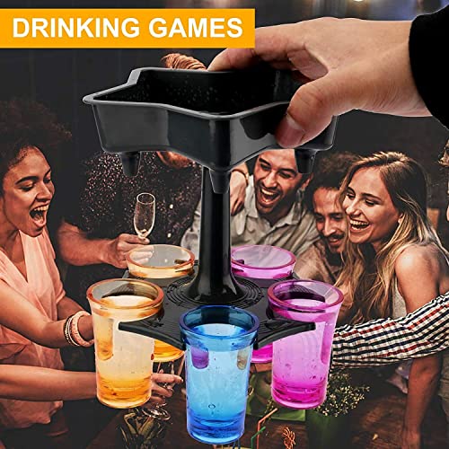 WeePro Shot Glass Dispenser and Holder Dispenser with Cups, 5 Shot Buddy Dispenser for Liquid/Drinks/Beverages Great for Parties, Bars, and Hosting, Perfect for Thanksgiving, Christmas, New Year