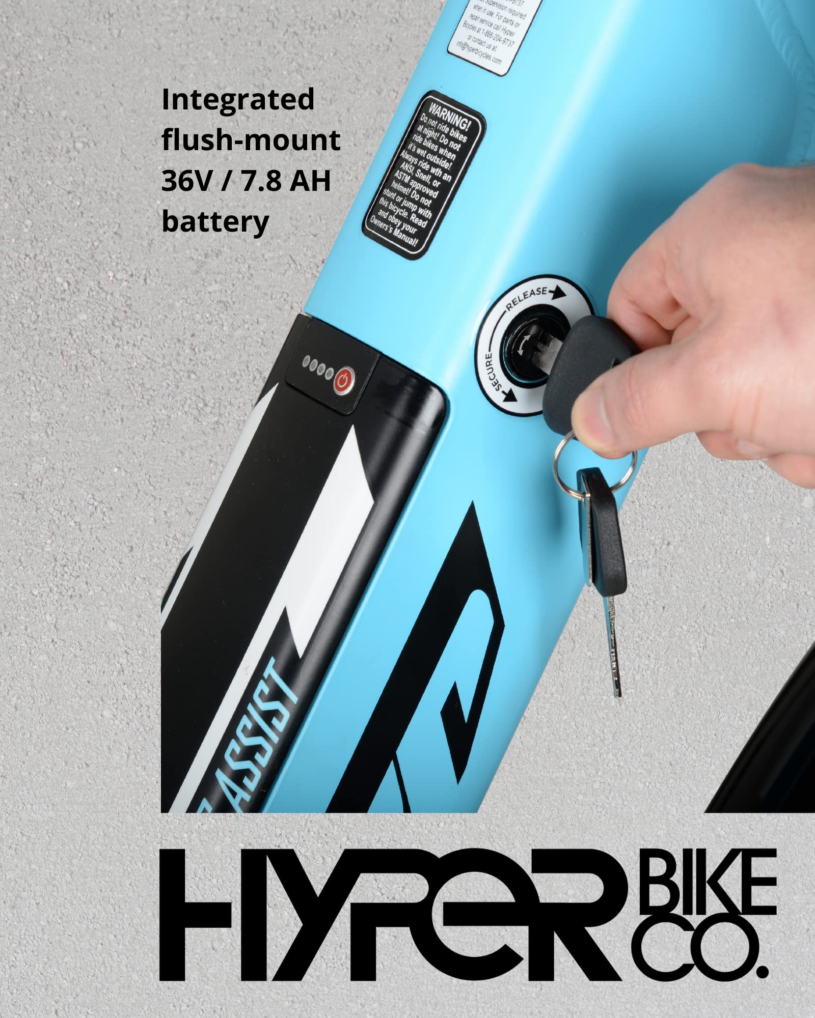 Hyper E-Ride Electric Bike, 36 Volt Battery, 700C Wheels, Blue
