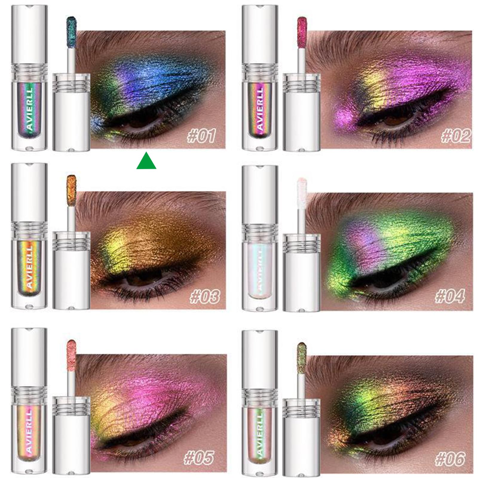 HERBENJOY Liquid Eyeshadow Chameleon Eye Shadow Glitter Metallic Eyeshadow,Holographic Multichrome Eye Makeup Gold Pink Blue Purple Shiny Eyeshadows,Pigmented Long Lasting