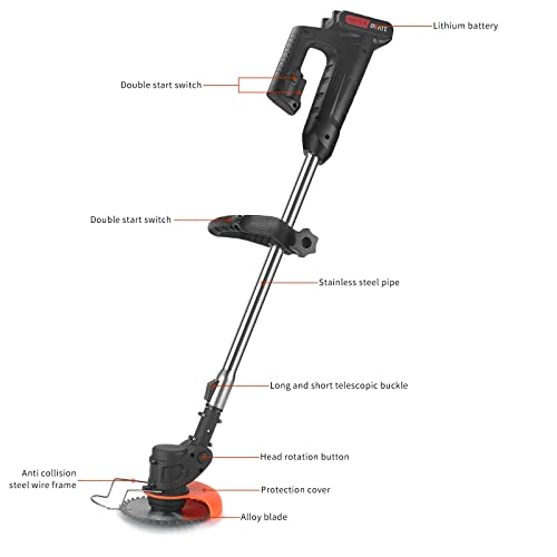 Weed Wacker Battery Powered ,Electric Weed Wacker 21v Cordless Weed Eater with Battery and Charger for Weed-Wacking Grass and Yard