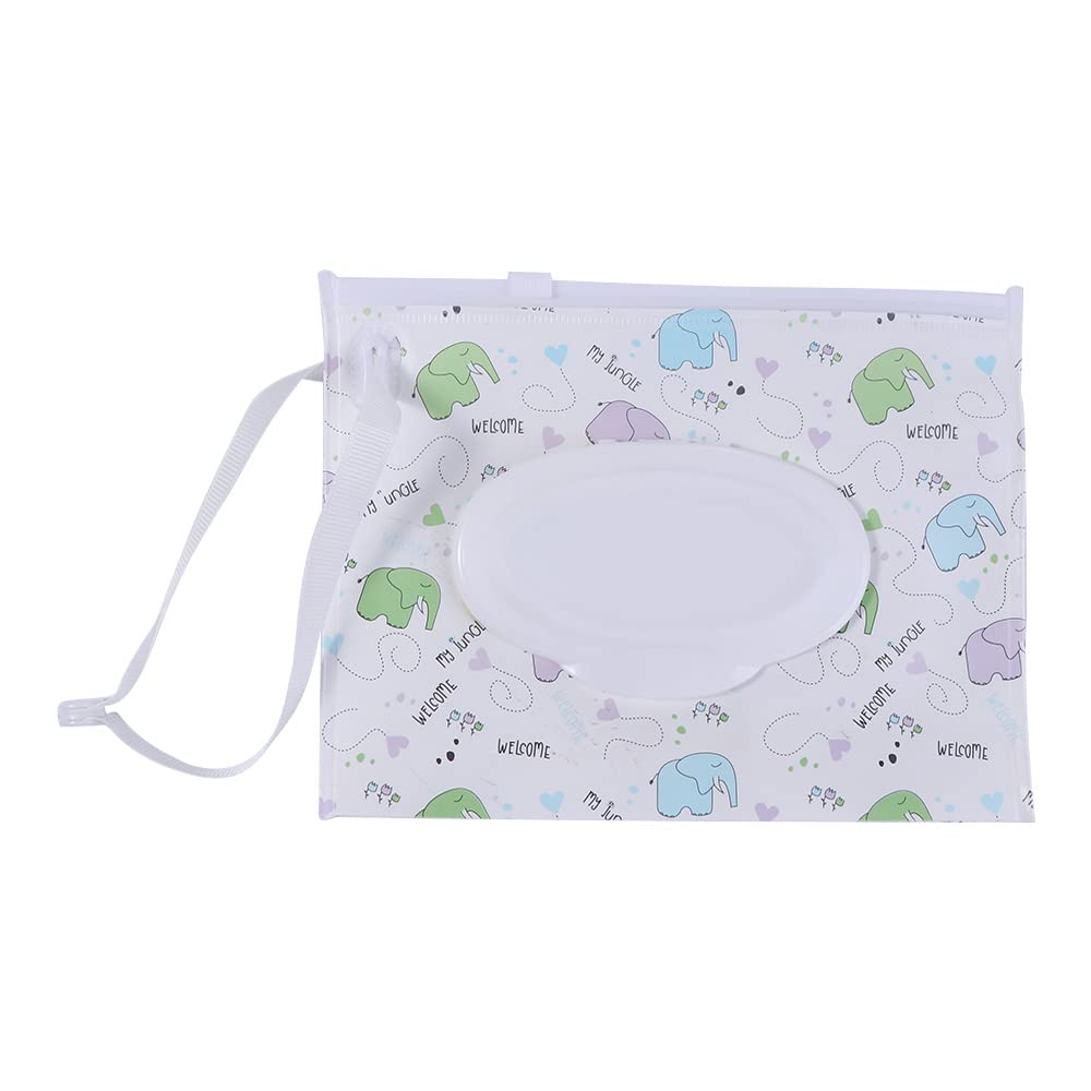 Portable Wet Wipe Pouch, Refillable Baby Wipe Dispenser with Snap Strap, Travel Reusable Wipes Container Wipe Carrying Case Holder(8)