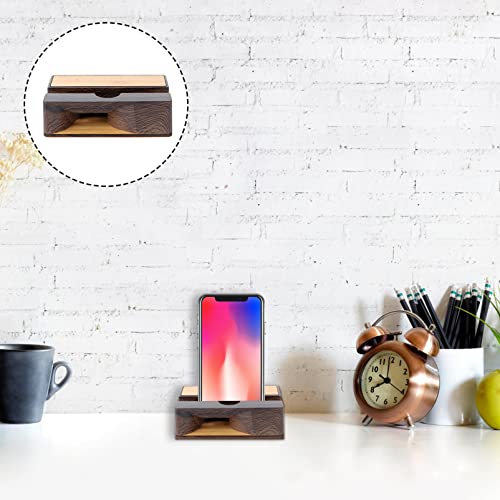 ULTECHNOVO Cell Phone Stand, Wooden Cell Phone Stand with Sound Amplifier Portable Wood Cellphone Dock on Desk Bamboo Bed Stand Mount Cradle Loud Speaker for Phone(Brown)