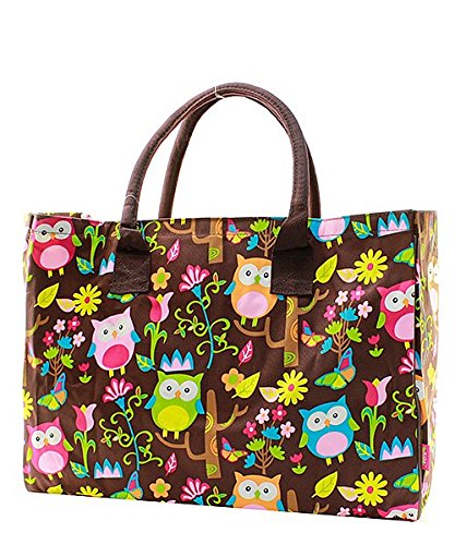 Handbag Inc Owl Flower Print Canvas Large Tote Bag