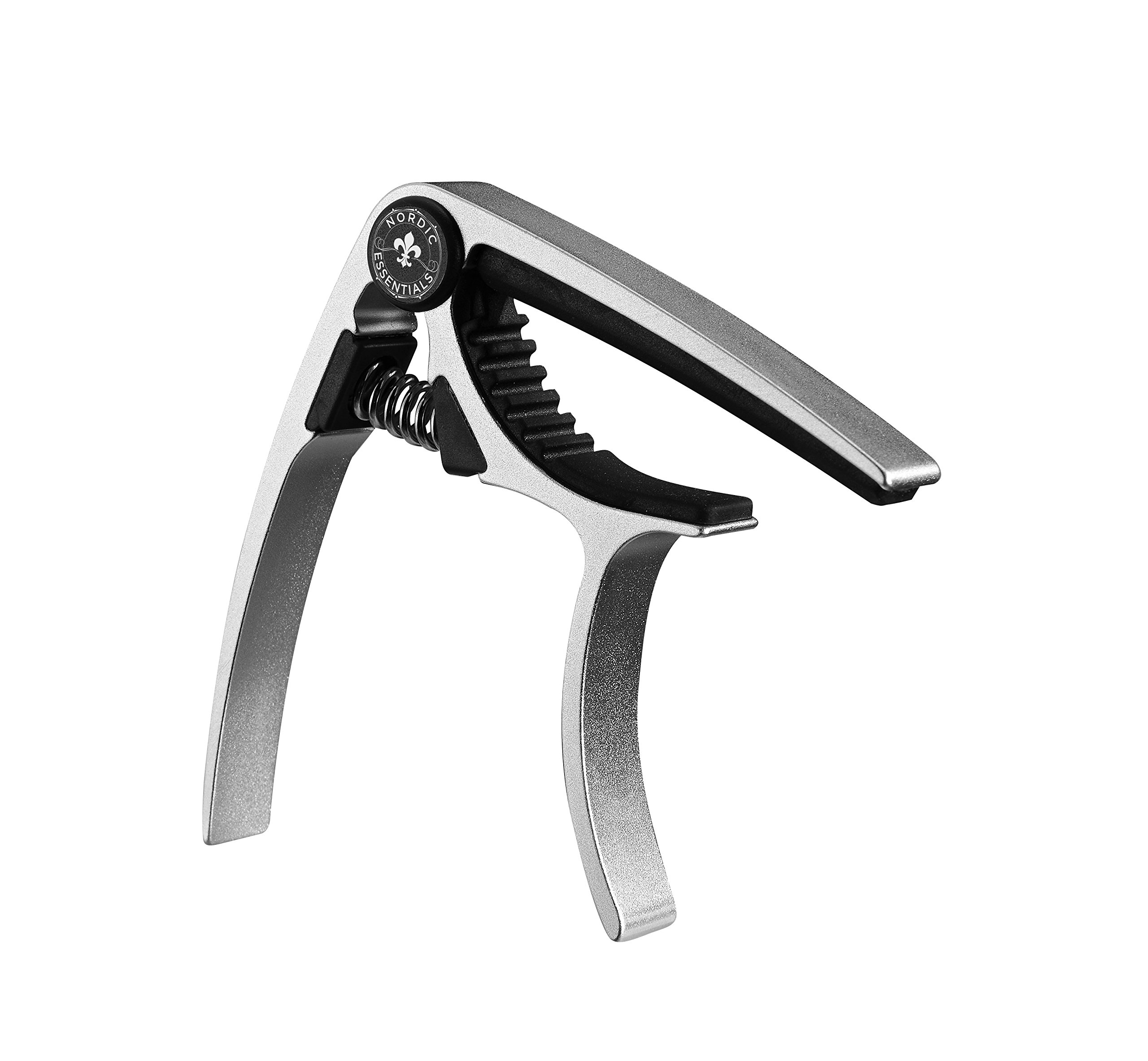 Guitar Capo (2 Pack) for Guitars, Ukulele, Banjo, Mandolin, Bass - Made of Ultra Lightweight Aluminum Metal (1.2 oz!) for 6 & 12 String Instruments - Nordic Essentials, Black+Silver