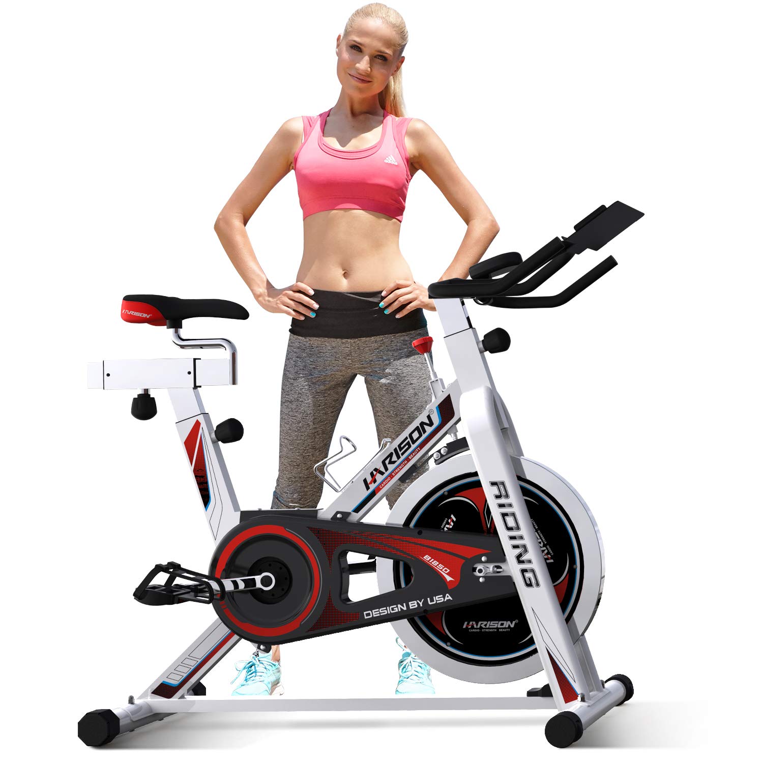 HARISON Exercise Bike Stationary Bikes for Home Use Indoor Cycling Bike with tablet Holder (BLACK)