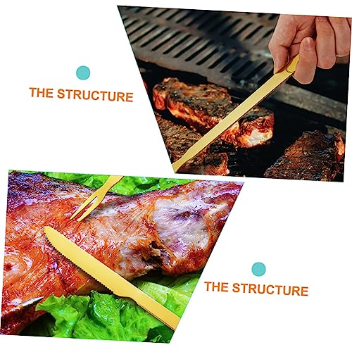 Happyyami 5 Sets Barbecue and Fork Carving Barbecue Fork Brisket BBQ Fork Kitchen Fork Utensil Meat Fork BBQ Tool Long Handle Stainless Steel Food