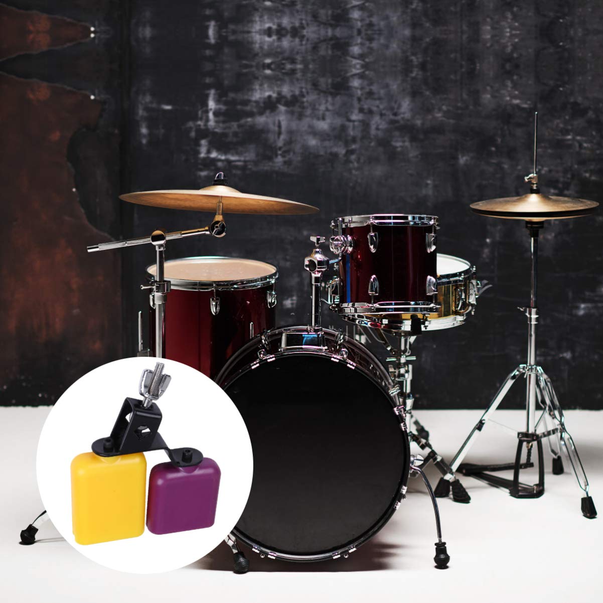 HEALLILY Drum Jam Block Set Drum Block Set Plastic Latin Percussion Block High and Low Tones Cow Bells Instrument Accessory ABS Latin Percussion Instrument Kit