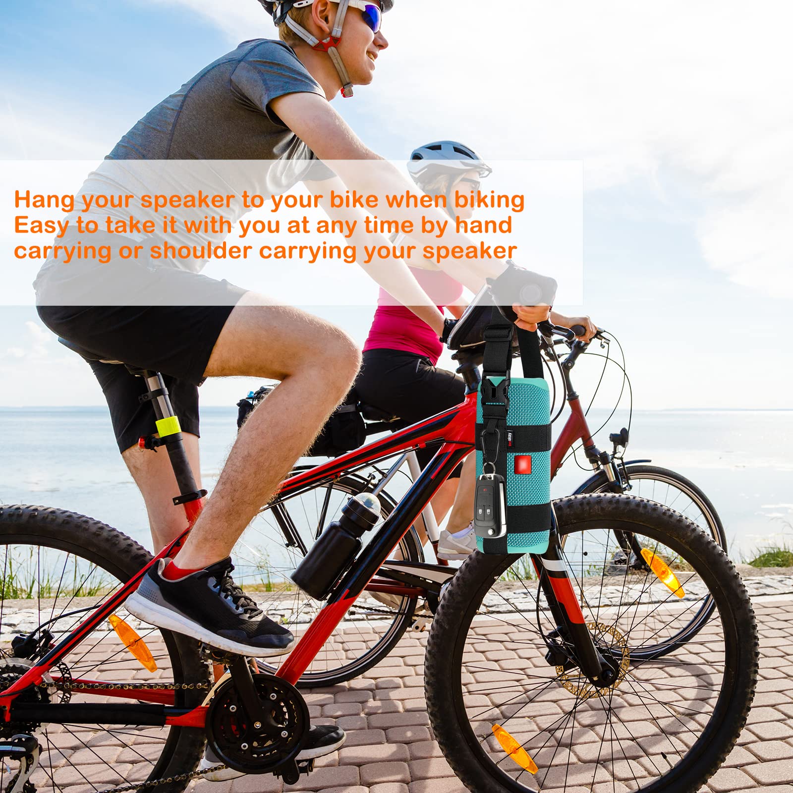 HEYSKAY Bluetooth Speaker Universal Carrier Holder with Strap, Bluetooth Speaker Handle Shoulder Strap Sling for Bike/Boat. Compatible with JBL FLIP 4 5 6/EDUPLINK Bluetooth Speaker (Speaker Excluded)