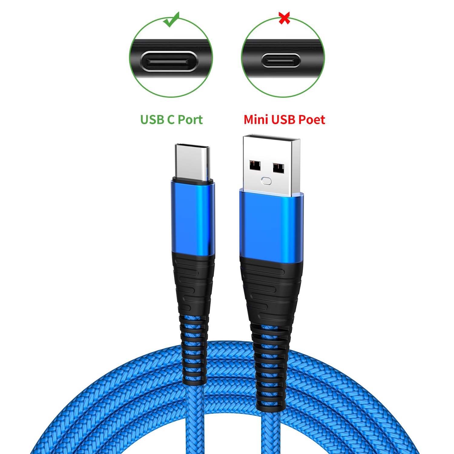 gunkill USB C Charger Cable,USB Type-C Cable Android Charger Charging Cable 6.6FT 2 Pack Compatible with Android Phones