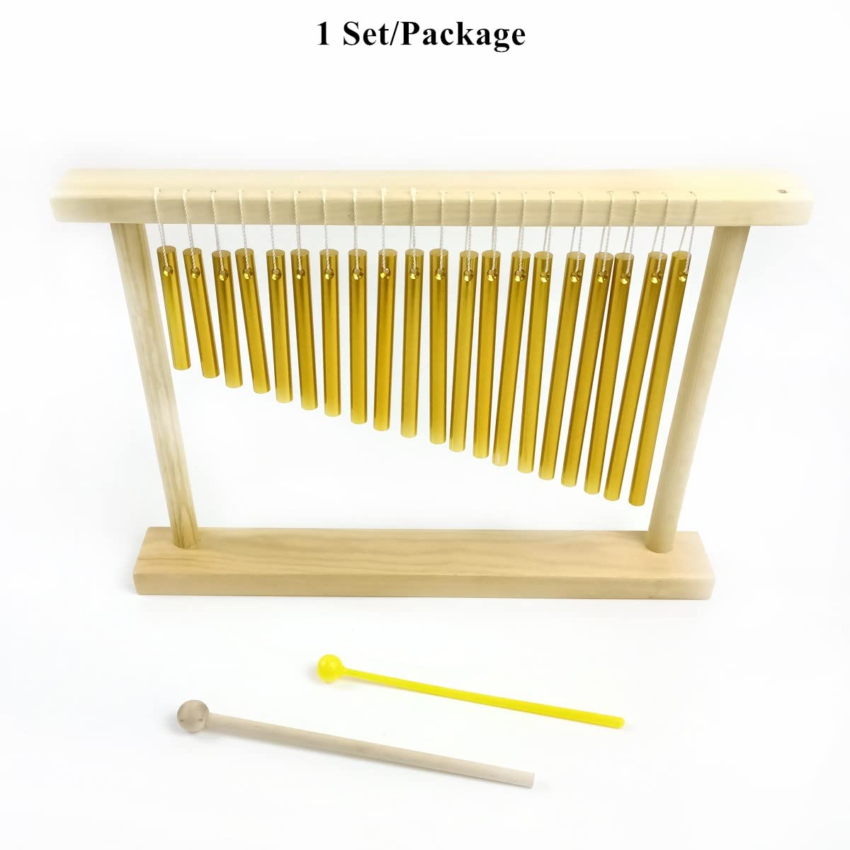 LOONELO 20-Tone Top Bar Chime,Wind Chime Instrument Percussion for Music Classroom,Meditation,Yoga with Mounting Stand and Mallet (Gold)