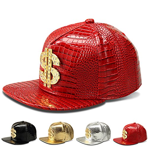 Hip Hop Hat,Flat-Brimmed Hat,Rock Cap,Adjustable Snapback Hat for Men and Women (red)