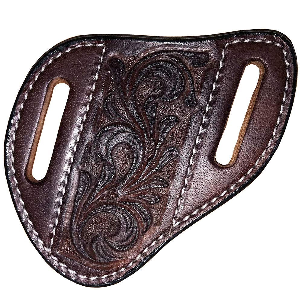 HILASON Leather Angled Knife Scabbard Sheath Cover Floral Tooled