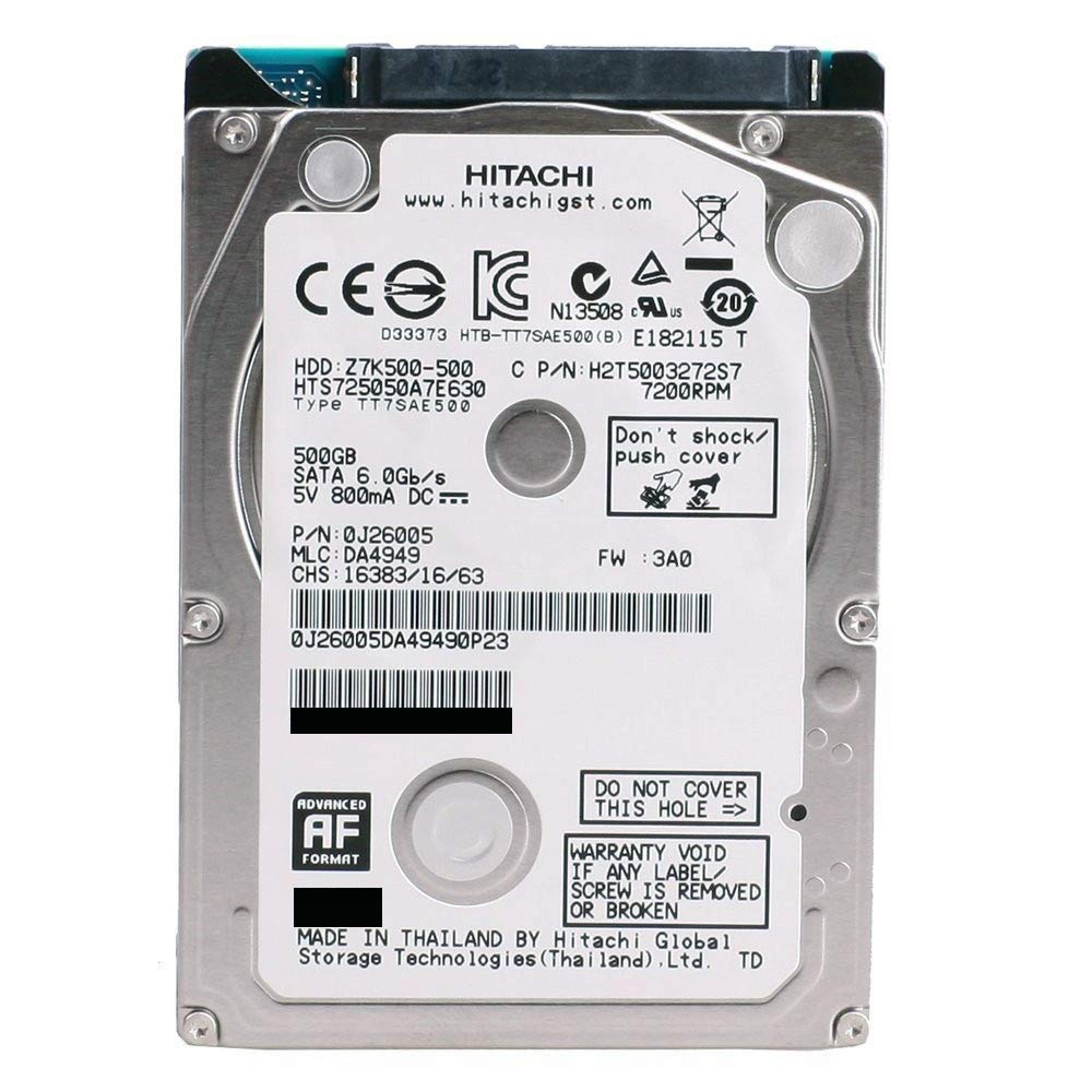 HGST Travelstar Z7K500 HTS725050A7E630 (0J38075) 500GB 7200RPM 32MB Cache SATA 6.0Gb/s 2.5-inch Internal Notebook Hard Drive - 2 Year Warranty (Renewed)