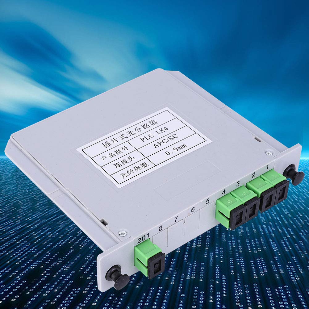 Heayzoki Blade Optical Splitter, 1X4 Single Mode Blade PLC Optical Fiber Splitter, 1 Minute 4 SC-APC Splitter, All-Fiber Structure, for Home Wiring, Engineering Projects