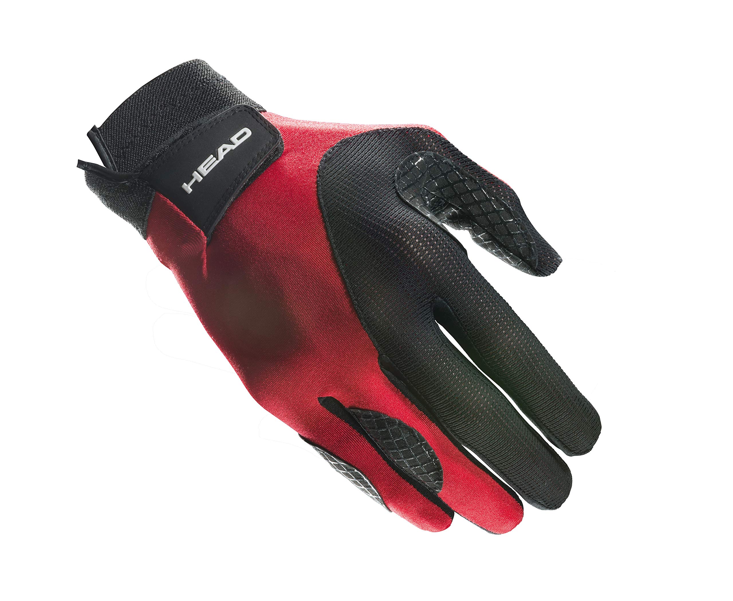 HEAD Leather Racquetball Glove - Web Extra Grip Breathable Glove for Right & Left Hand,Black / Red,Large