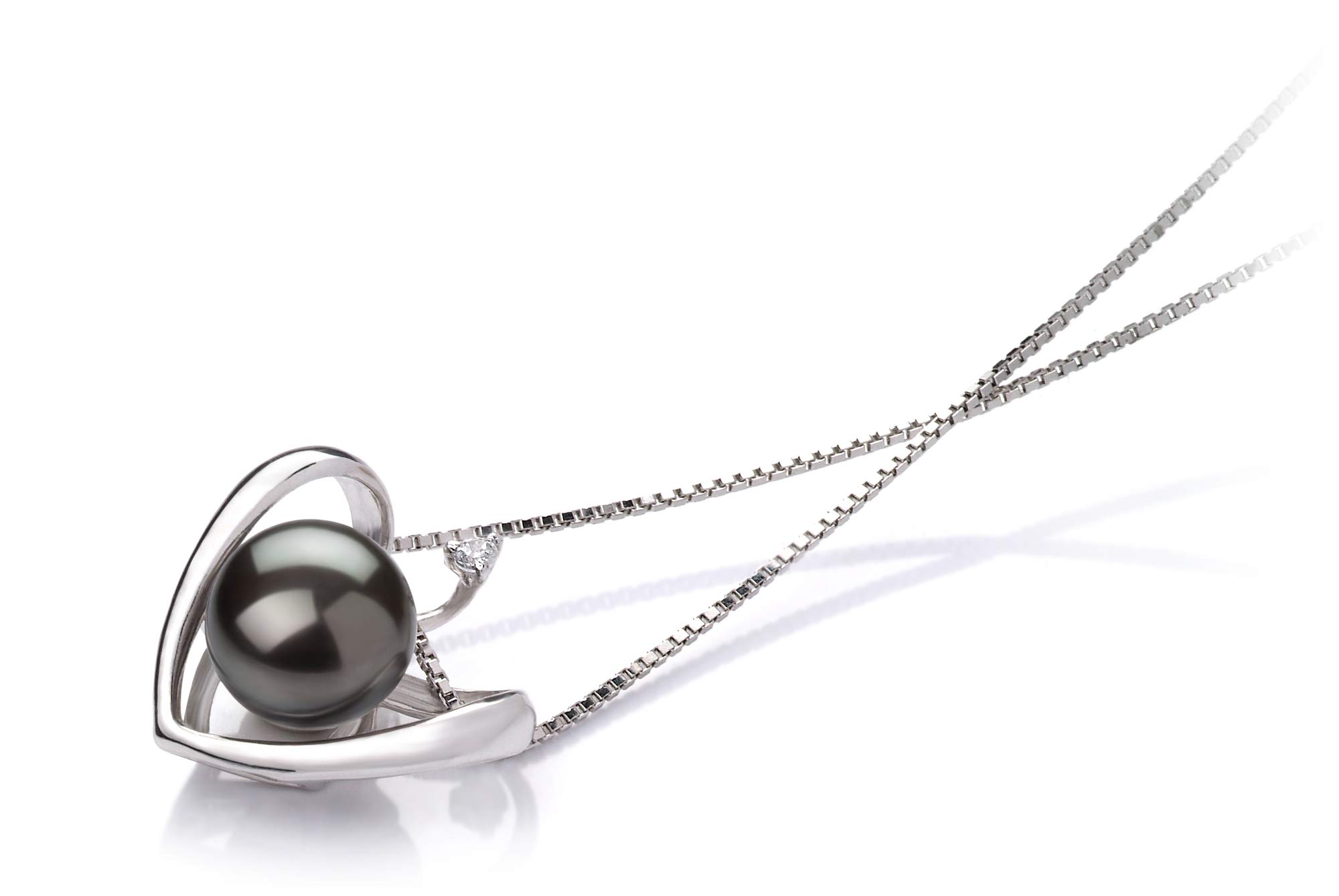 Heart Black 9-10mm AA Quality Freshwater 925 Sterling Silver Cultured Pearl Pendant For Women