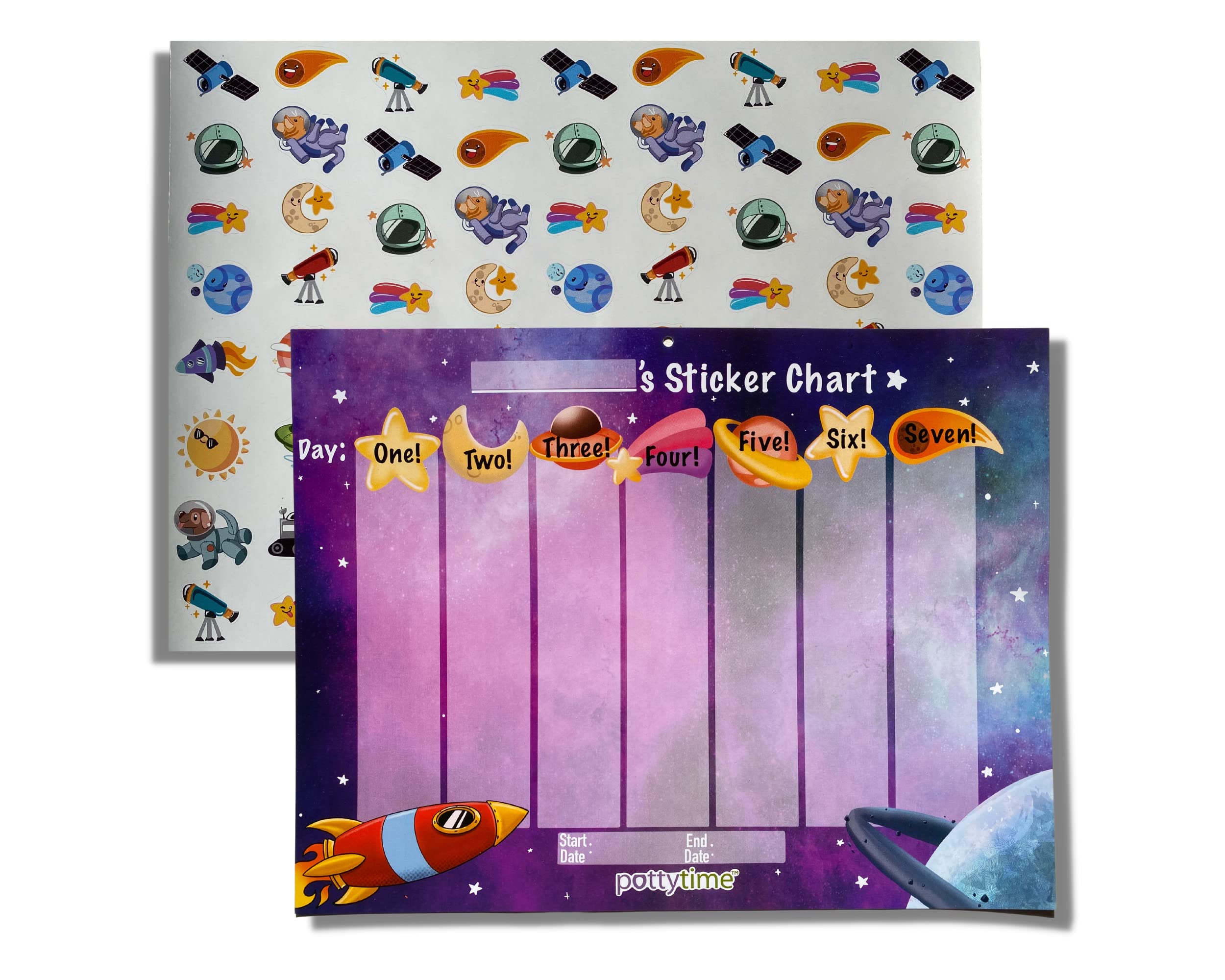 Potty Time:The Original Potty Watch|Water Resistant,Toilet Training Aid,Warranty(30|60|90 Min Auto Timers w/Music & Flashing Lights for Fun & Gentle Reminders) Orange, Space Sticker Chart+Battery Kit