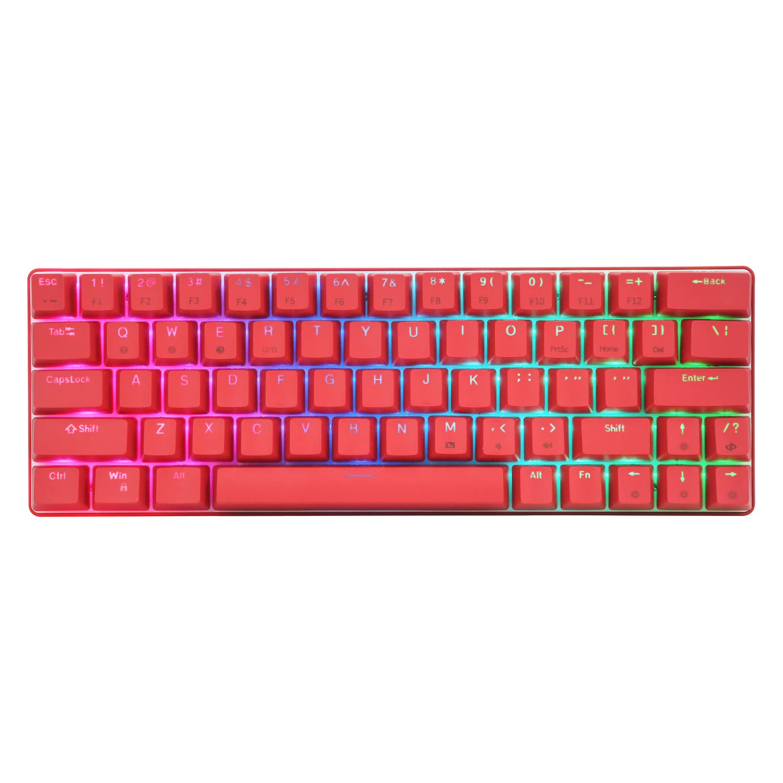 IEMUDJ CQ63 Mechanical Keyboard, Wired Wireless Gaming Keyboard, Outem Red Switch, RGB Backlit, Bluetooth 5.0, Compact 63 Keys, for desktop, laptop, Mac, Tablet, Gaming and Office
