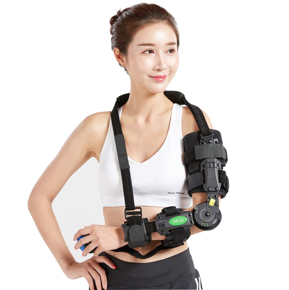 Hinged ROM Elbow Brace,Adjustable Elbow Splint Immobilizer For Post Elbow Brace Stabilizer Splint Arm Injury Recovery Support Fits All Unisex ,Right Hand