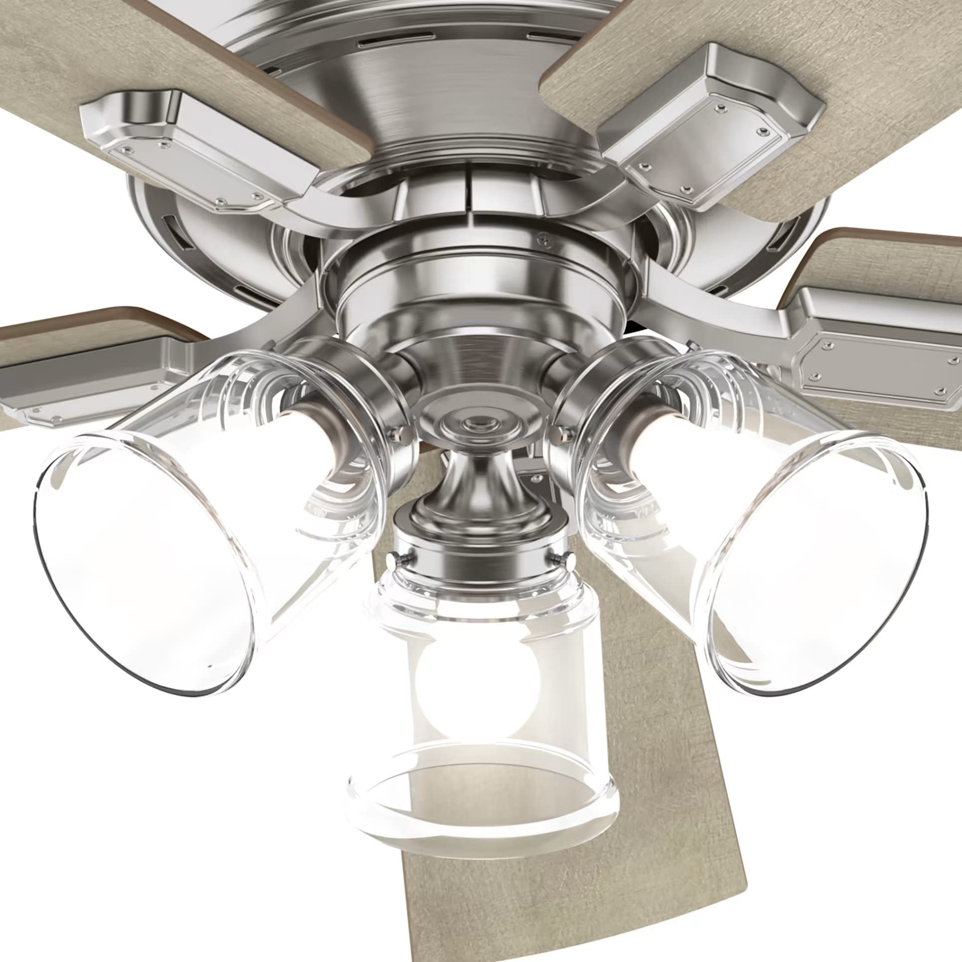 Hunter Fan 52 Inch Casual Brushed Nickel Finish Indoor Ceiling Fan With LED Light Kit and Remote Control (Renewed)