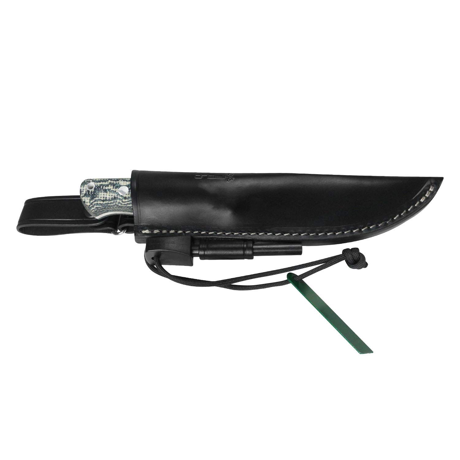 iFIELD Survival Knife Outdoor Workout EL29121, TRF Granite Handle, 11.5 cm MOVA Blade, Black Leather Sheath, Camping Tool for Fishing, Hunting, Sport Activity