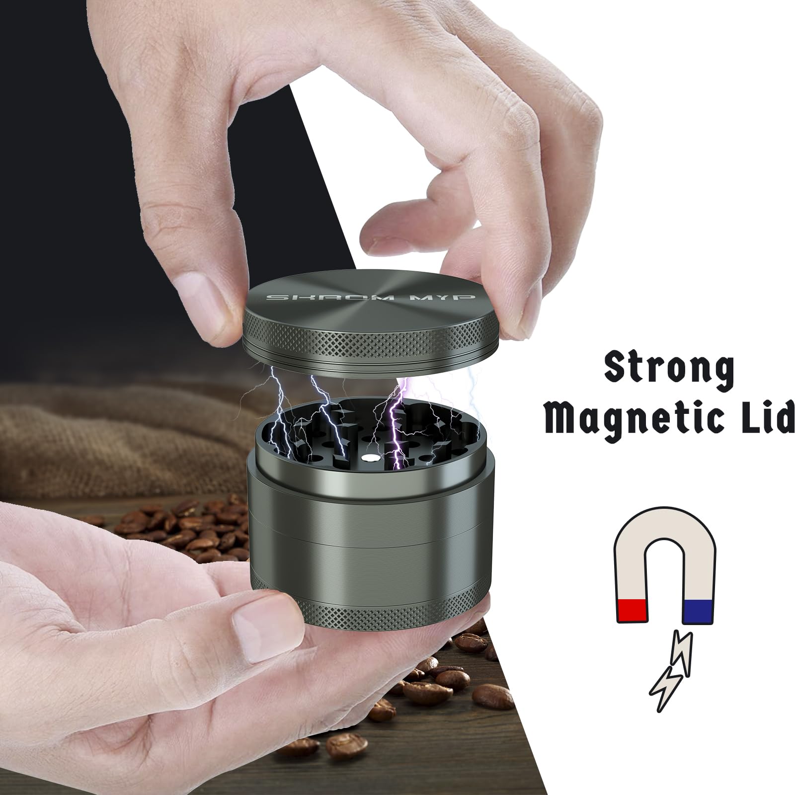 Spice Grinder Aluminum for Manual 2.5 Inchs Grey