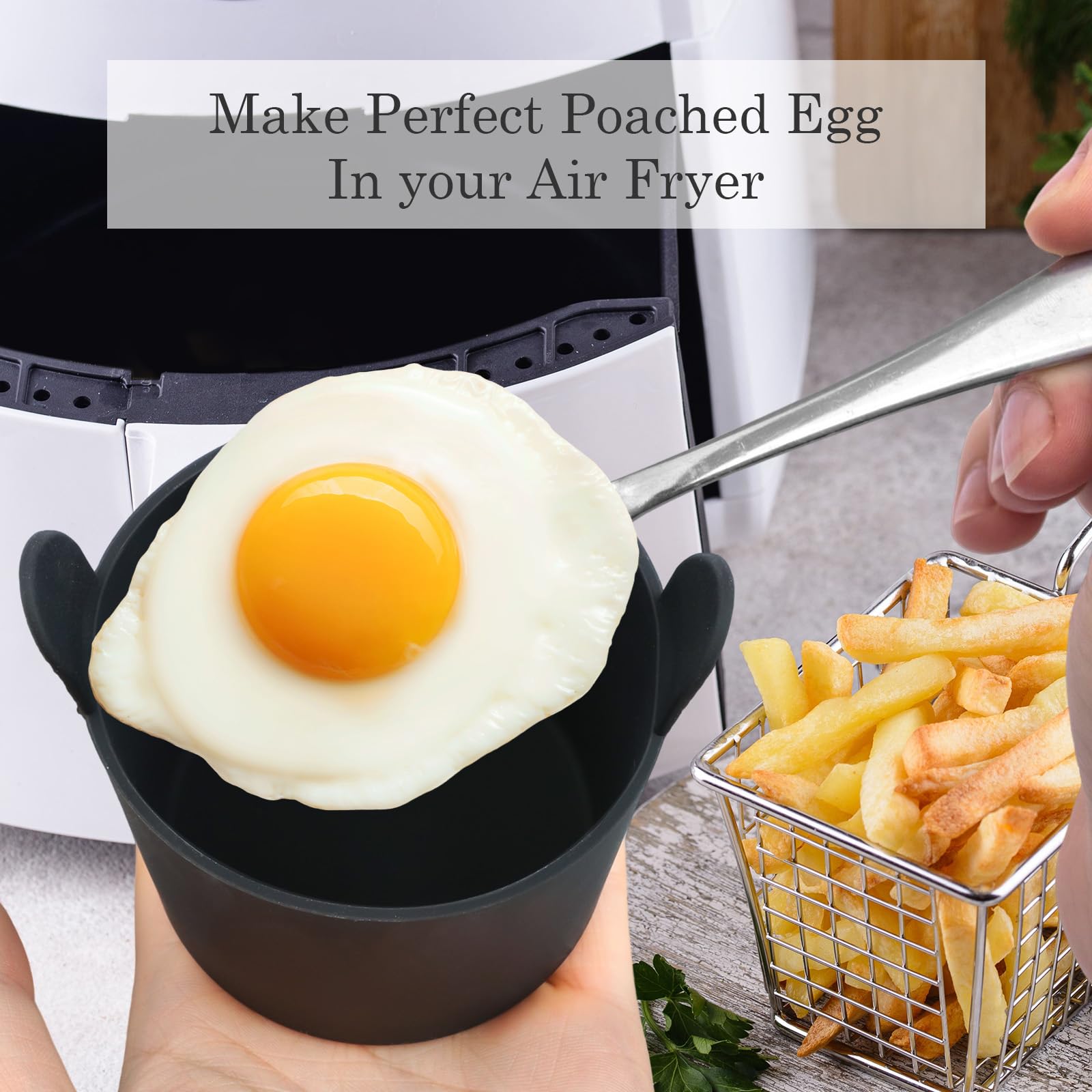 YASUOA Premium Air Fryer Egg Poacher Silicone Egg Frying Mold - Must-have Air Fryer Accessory - Versatile Kitchen Tool - Creative Cooking Gadget - Perfect Breakfast Accessory