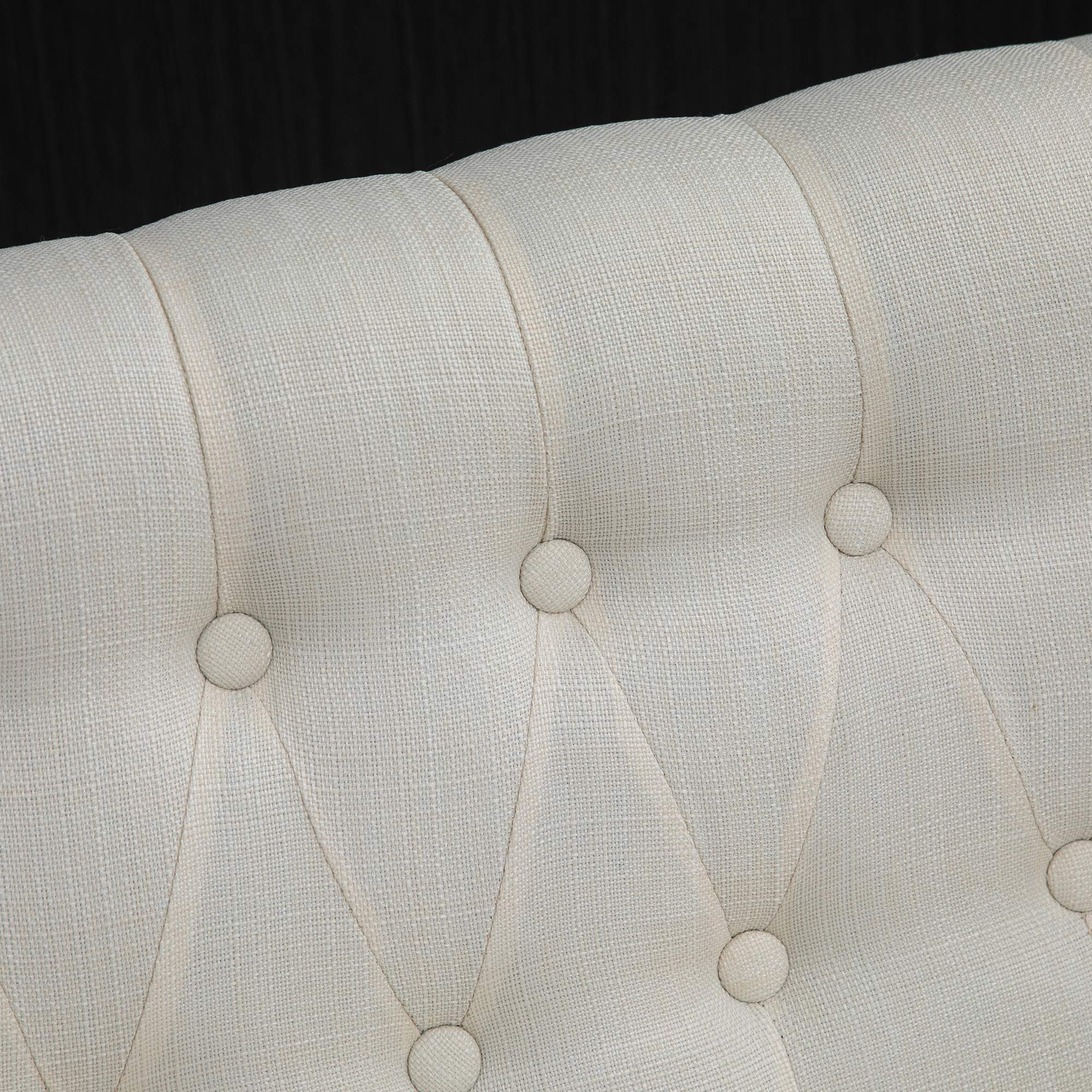 HOMCOM Upholstered Armless Fabric Loveseat with Button Tufted Design for Living Room with Wood Legs, Cream White
