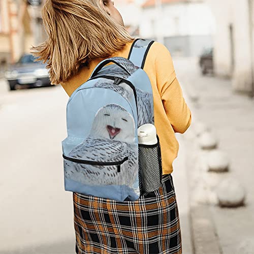 XOLLAR Laptop Backpacks for Men Women Snowy Owl Yawning Lightweight Travel Daypack Large Hiking Camping Bags