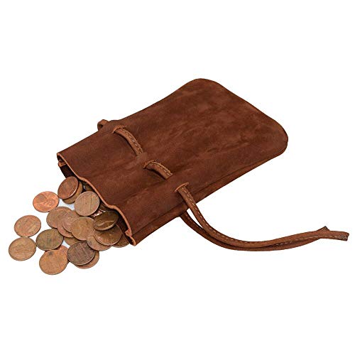 Hide & Drink, Medieval Drawstring Coin Pouch, Vintage Bag, Cosplay, Full Grain Leather, Handmade (Swayze Suede, S)