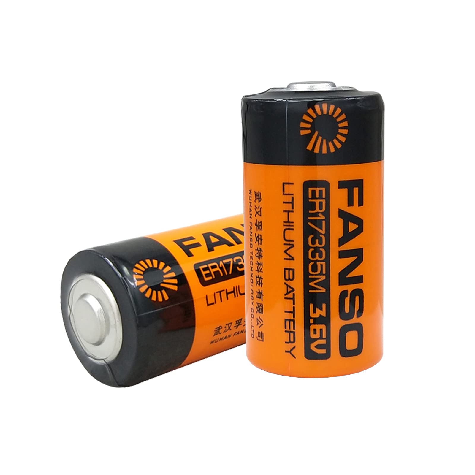 POWCAMAH 2-Pack ER17335M 2/3A Size 3.6V Lithium Battery 1700mAh Li-SOCL₂ Non-Rechargeable Battery for Alarm System