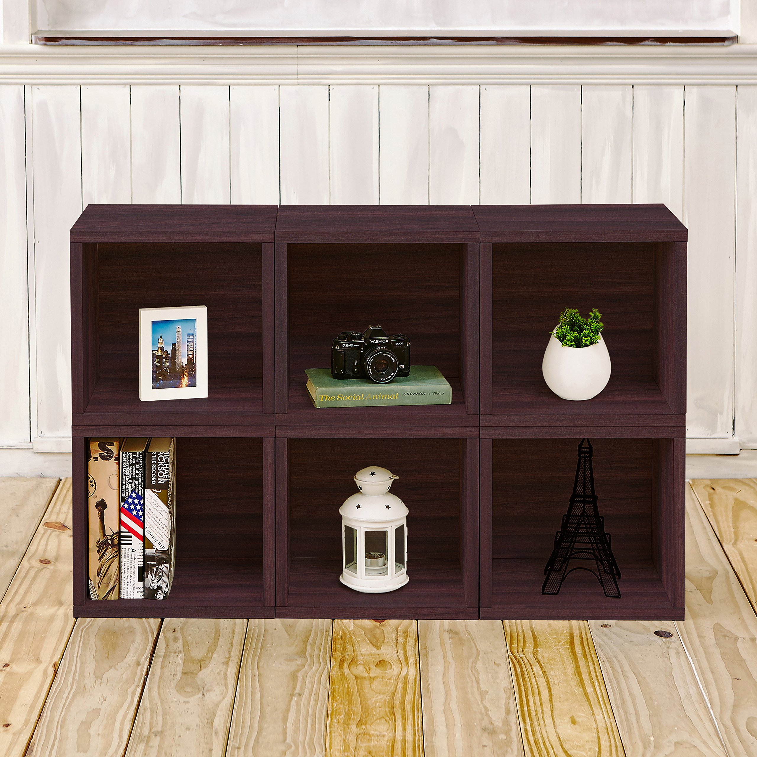 Way Basics,1 shelves Eco Stackable Storage Cube, Cubby Organizer (Tool-Free Assembly and Uniquely Crafted from Sustainable Non Toxic zBoard paperboard), Espresso (11.2"D x 12.8"W x 13.4"H)
