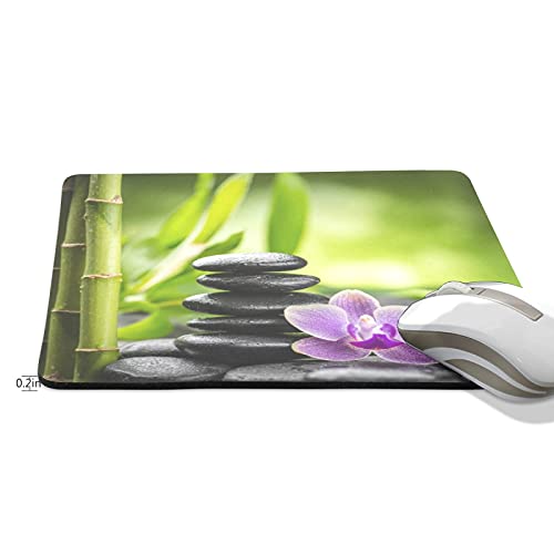 Zen Basalt Stones with Orchid and Bamboo Mouse Pads Gaming Mousepad with Anti Slip Rubber Base Smooth Cloth Surface Mouse Mat 9.84 x 7.48 inches