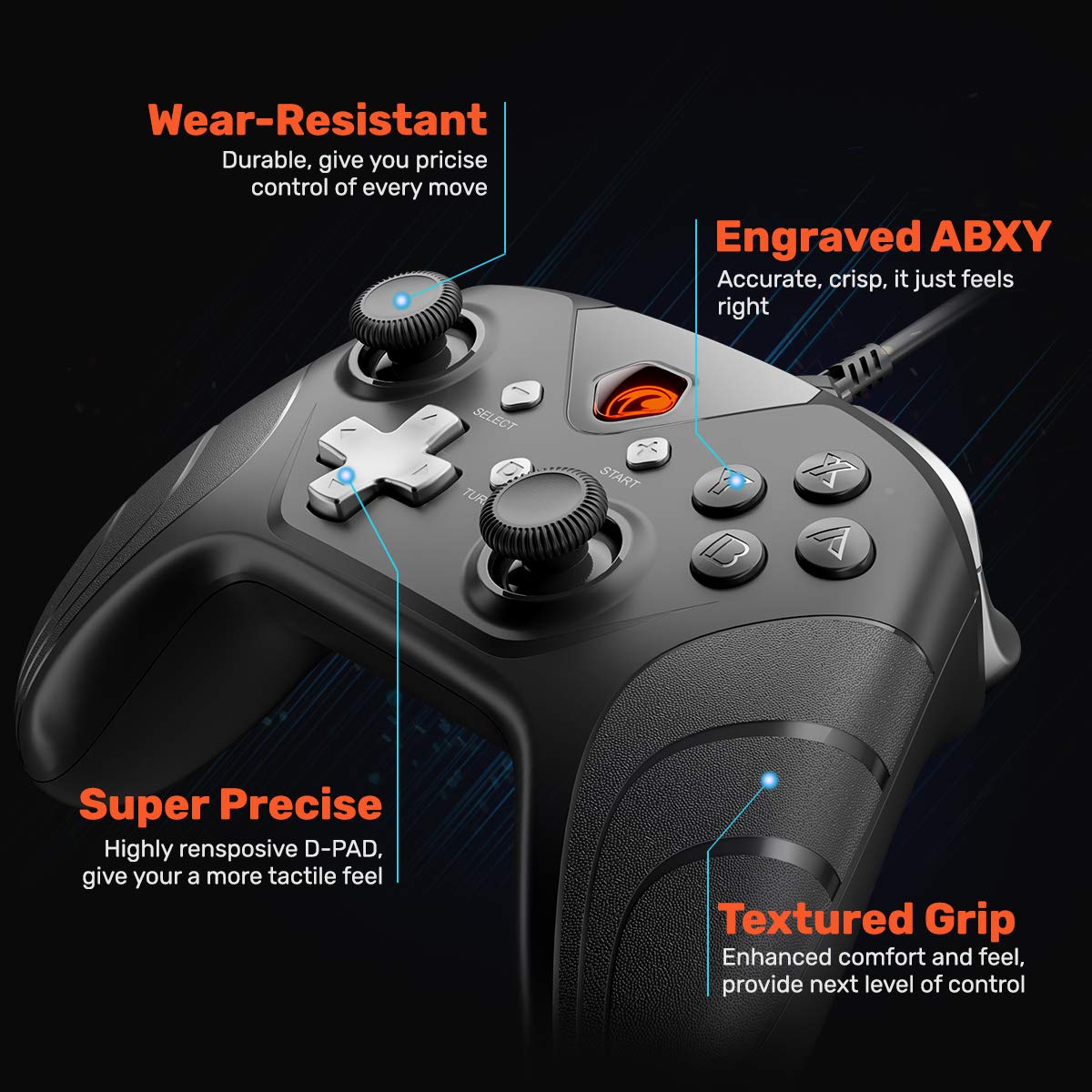 IFYOO XONE Wired PC Controller USB Gaming Gamepad Joystick For Computer & Laptop (Windows 10/8/7/XP, Steam) | Android | PS3 | Switch - [3.2M Detachable USB Cable]