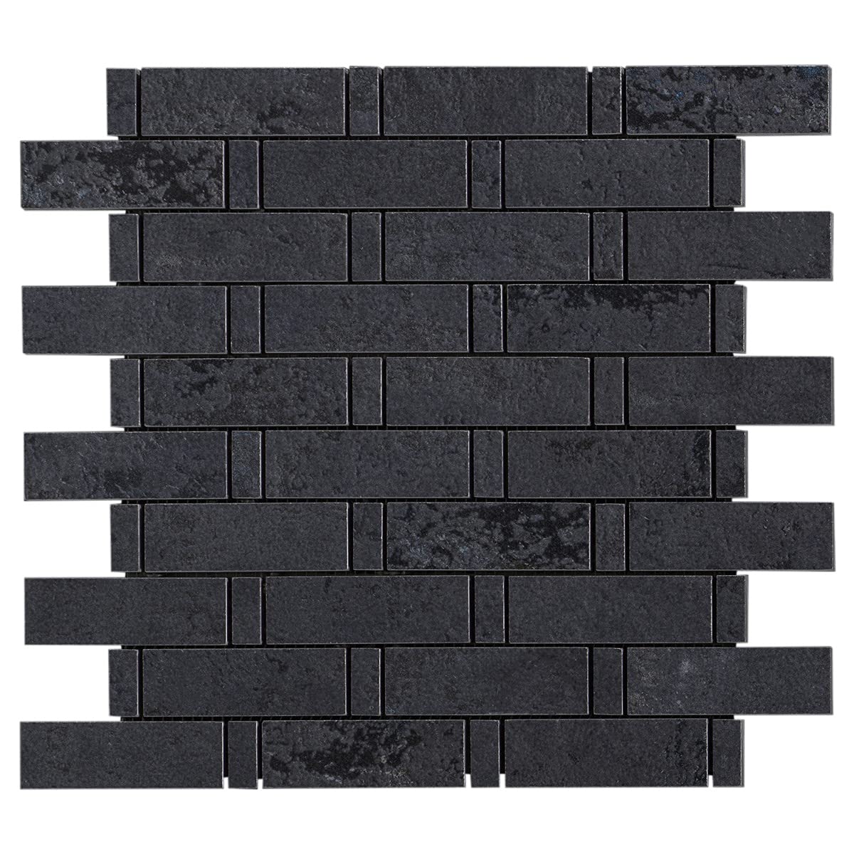Ivy Hill Tile Mantis Black Gold 6 in. x 0.35 in. Matte Porcelain Floor and Wall Mosaic Tile Sample