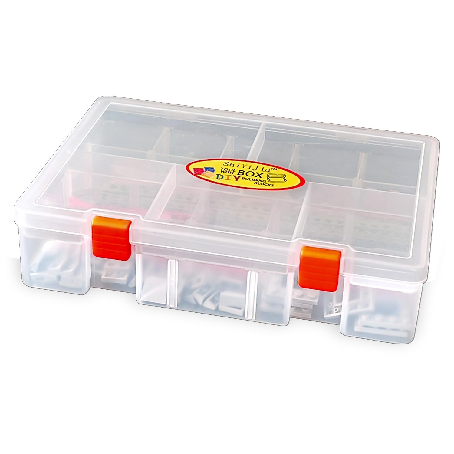 SHIYIJIA Plastic Compartment Organizer Box with Dividers Adjustable Storage Clear Container (400, Grams)