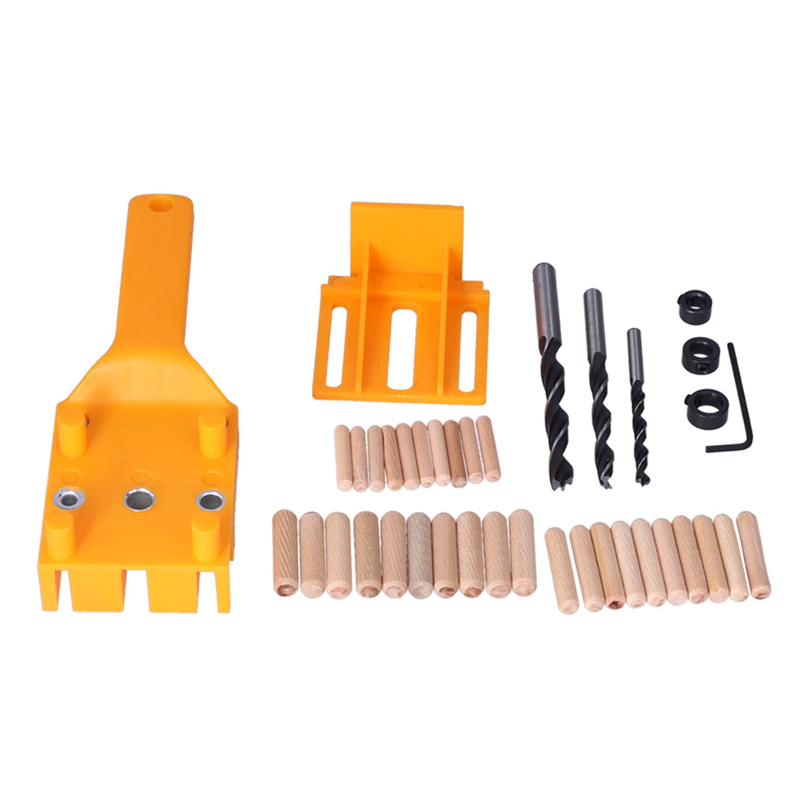 Handheld Dowel Jig Kit, 6 8 10mm Drill Wear Resistant Quick Doweling Jigs Orange ABS for Woodworking