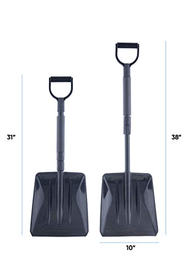 Superio 381 Extendable Car Snow Shovel with Foam Grip Handle, Black